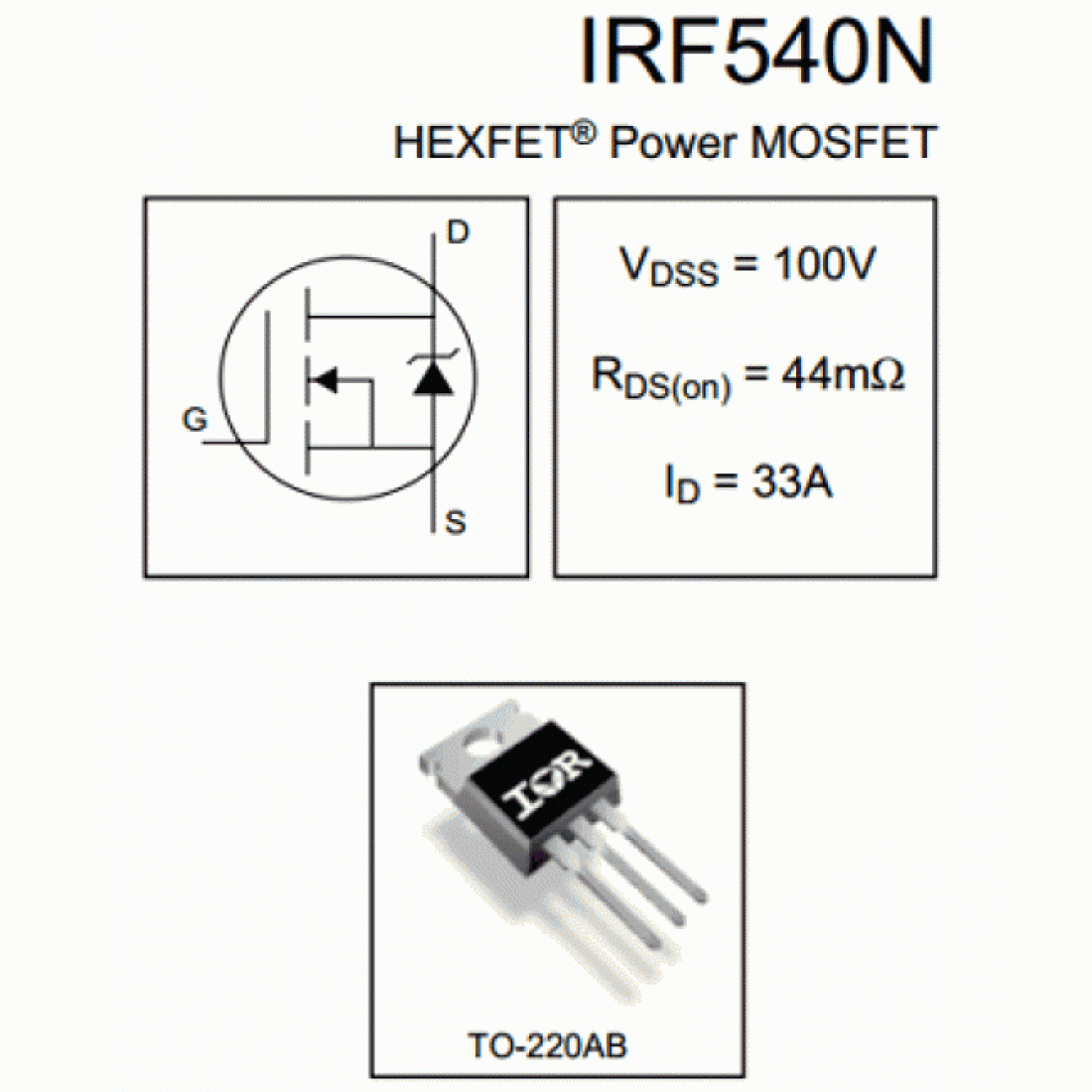 IRF540N Power MOSFET N-Channel 100V 33A