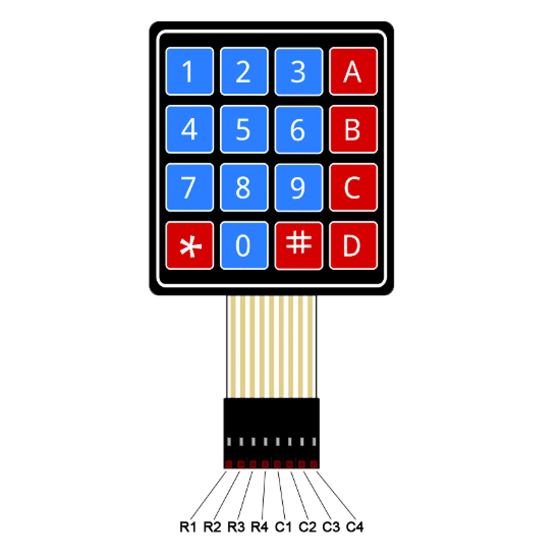 Keypad 4 X 4 Matrix Keyboard 16 Key Membrane